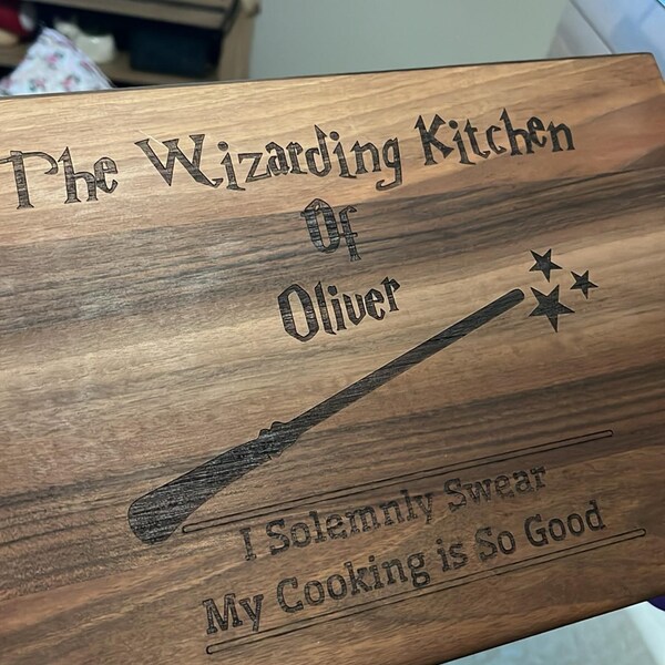 The Wizarding Kitchen of Personalized Wizard Quote Cutting Board 'eat ...