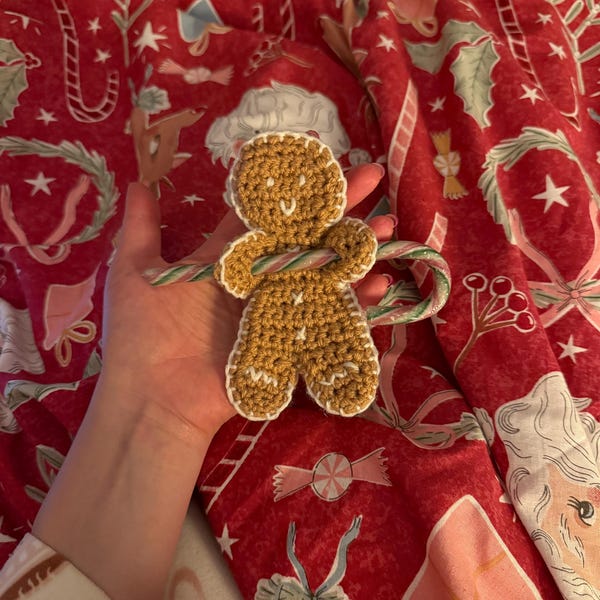 CROCHET PATTERN | Crochet Gingerbread Man Candy Cane Holder, Candy Cane ...