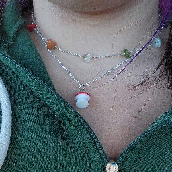 Red Mushroom Necklace - Etsy