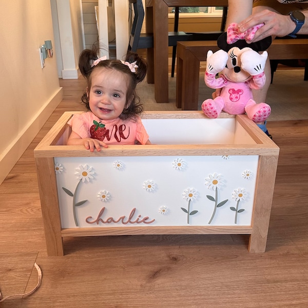 Blooming Cacti Toy Chest With Name - Toy Storage - Nursery Decor - 1st ...