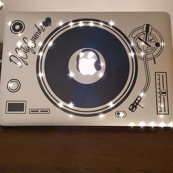 DJ Turntable - Mac Apple Logo Cover Laptop Vinyl Decal Sticker MacBook ...
