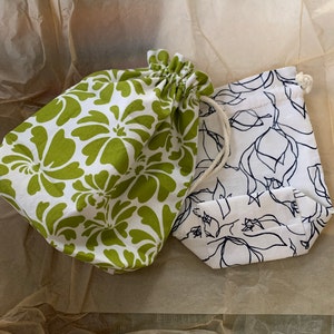 Cotton Floral Drawstring Bag, Handmade Drawstring Bag, Multiple Sizes ...
