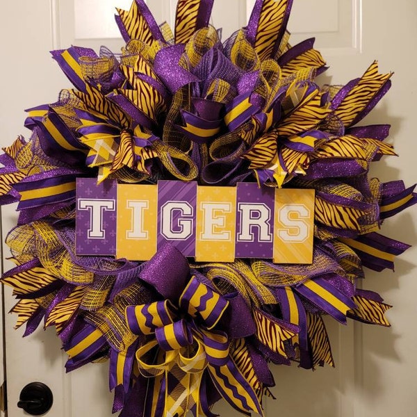 Purple and Gold Ric Rac Wired Ribbon, LSU Purple Gold Wired Ribbon, LSU ...