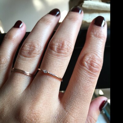 14K Gold Asymmetrical Marquise Diamond Ring, Dainty Diamond Ring, 10K ...