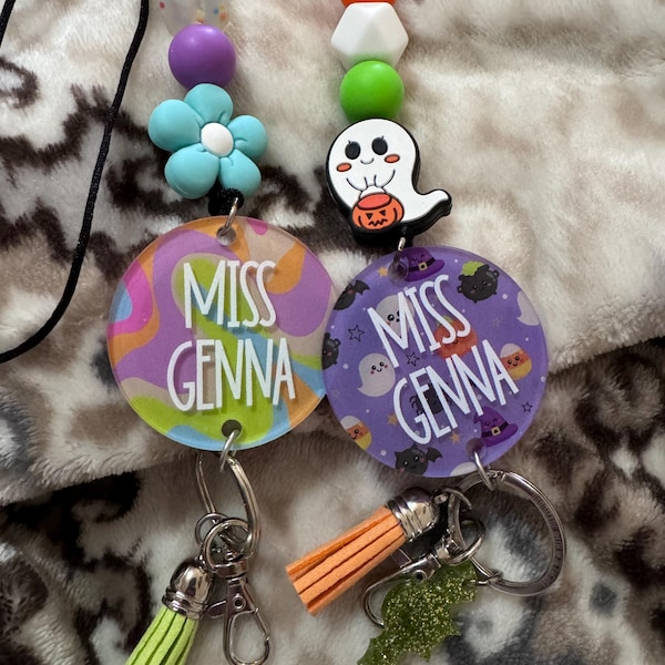 Groovy Sparkly Lanyard - Personalized Lanyard for Badge - 80's Lanyard ...