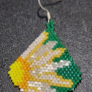Sunflower Teardrop Beaded Earrings Pattern Beading Design Seed - Etsy