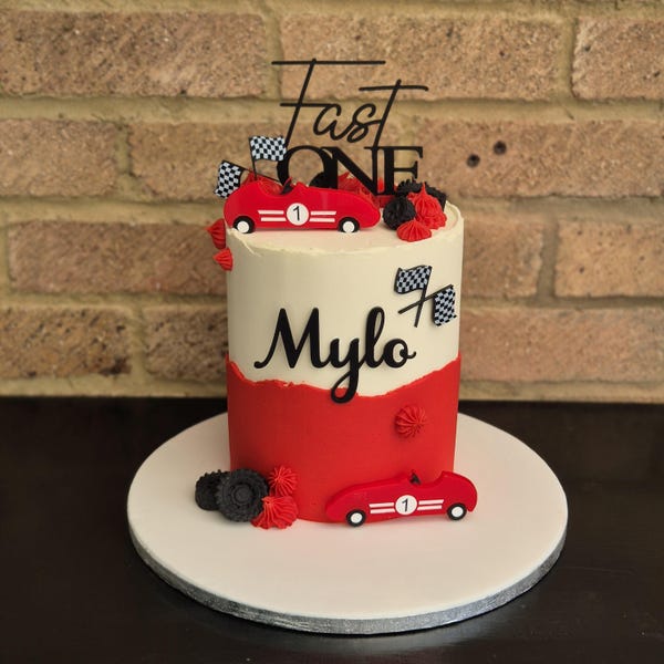 Acrylic 'fast One' Cake Topper: Racing Car Birthday Decor - Etsy UK