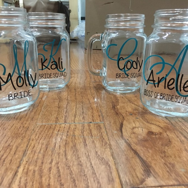 Wedding Party Wine Glass Decals, Monogram Wine Glass Stickers ...
