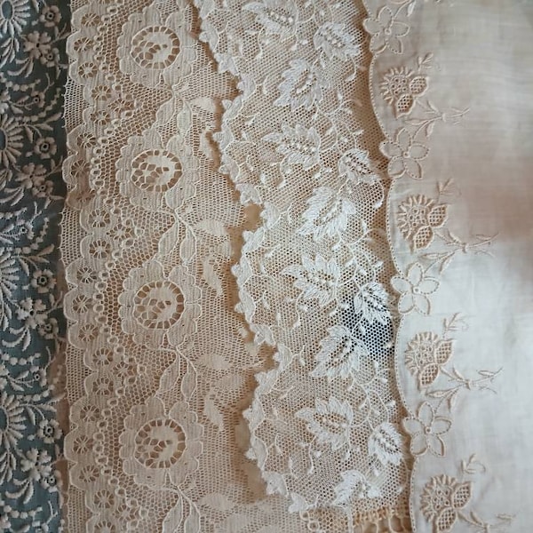 Vintage French Trims Samples, 5 Lace Pieces, Scrapbooking, Dollmaking ...