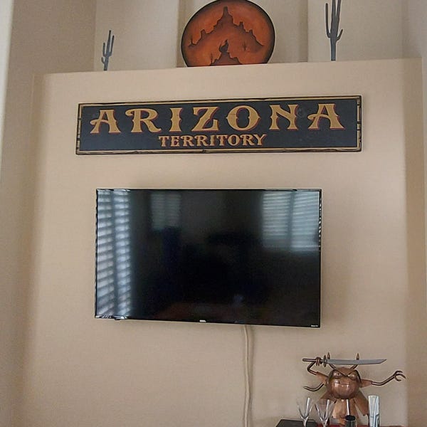 Distressed Arizona Territory Sign, Rustic Wooden Wall Decor - Etsy