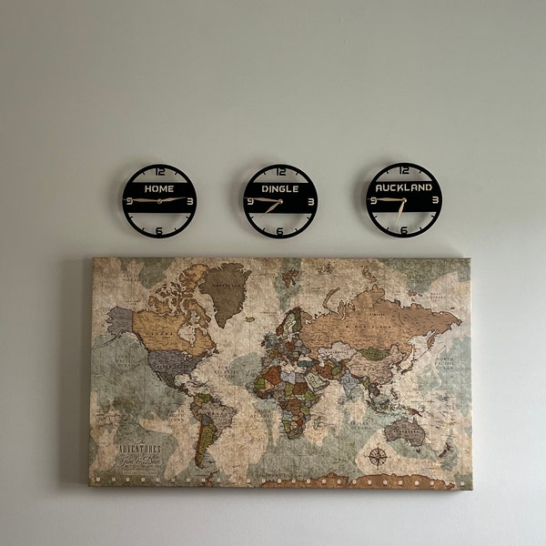 Time Zone Wall Clock, City/state/country Sign, World Clock, Office ...