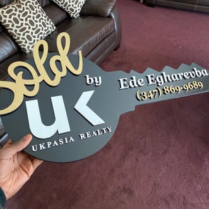 Realtor Sold Key Sign, Key Shape Sold Sign, Realtor Key Photo Prop, New ...