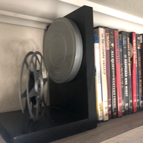 Vintage 8mm Film Reel Bookends, DVD Holder, Movie Room - Home Theater ...