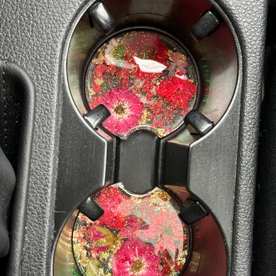 Pressed Flower Car Coasters, Set of 2, Floral Car Coasters, Car ...