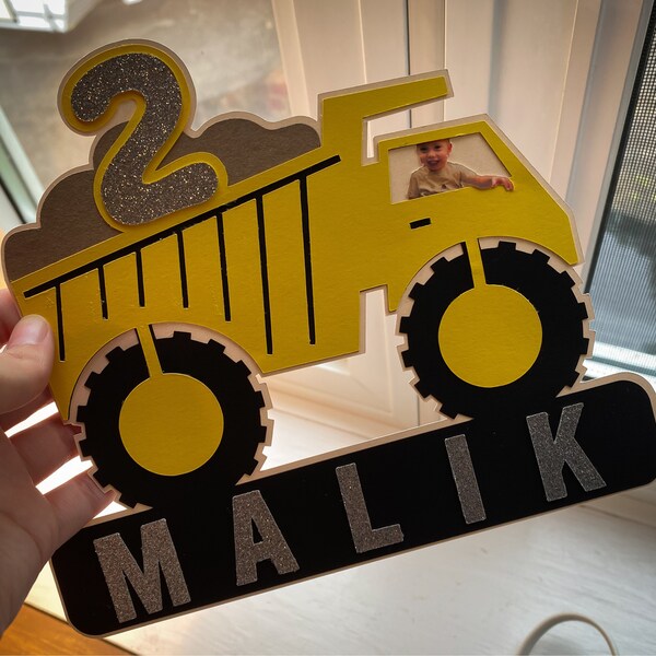 Construction SVG - CAKE TOPPER - 2nd Birthday - Dump Truck Cake Topper ...