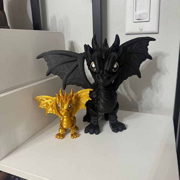 Black & Gold 3D Printed Dragons Dragons Fourth Wing Replica Dragons ...