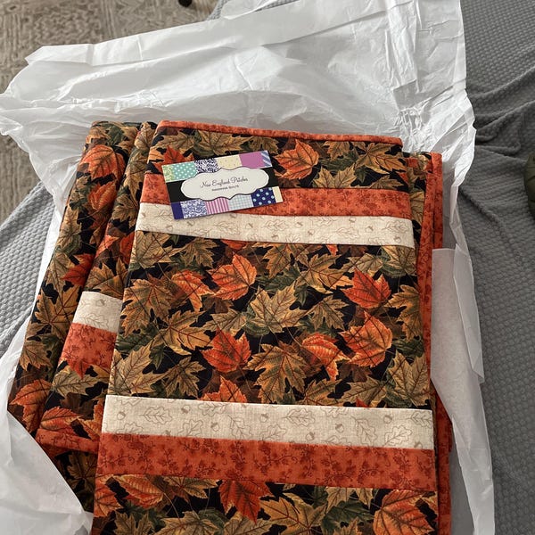 Quilted Table Topper Blue Gray and Tan Handmade Square Patchwork Table Centerpiece - Etsy