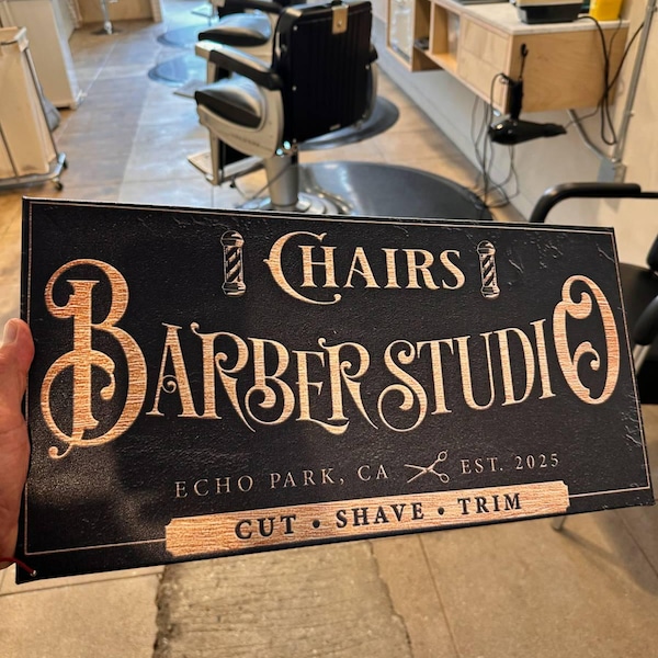 Personalized Barbershop Sign | Vintage Barber Wall Art | Custom Shop ...