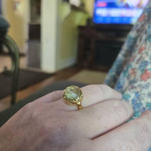 Oval Cut Green Hiddenite 18K Matte Finish Rose Gold Ring, Green ...