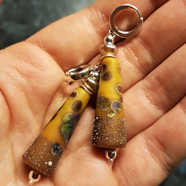 10 Triton Ivory Spiral Belles Handmade Lampwork Beads Metallic Blue ...