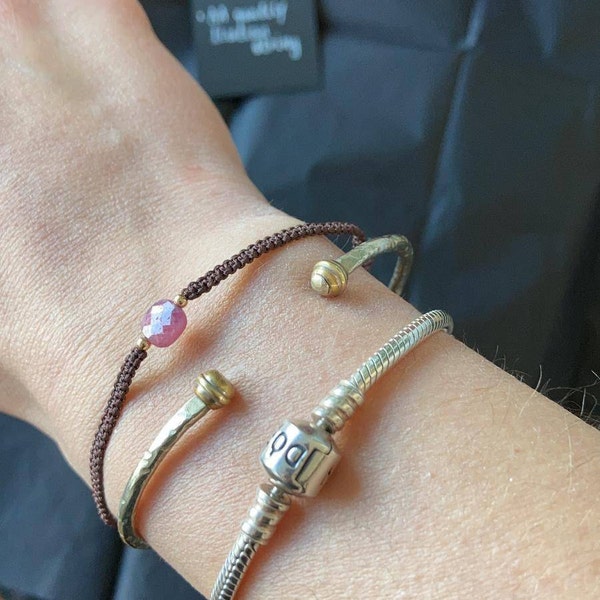 14k Gold String Bracelet, 14k Solid Gold Wish Bracelet, Dainty Gold ...