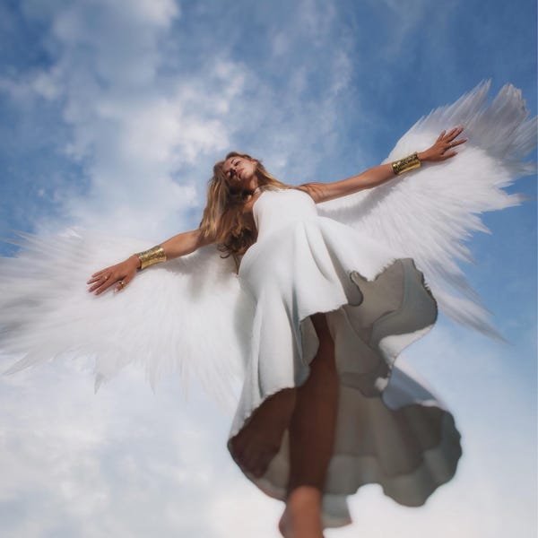 White Artistic Performance Angel Wings - Flexible and Movable for Dance ...
