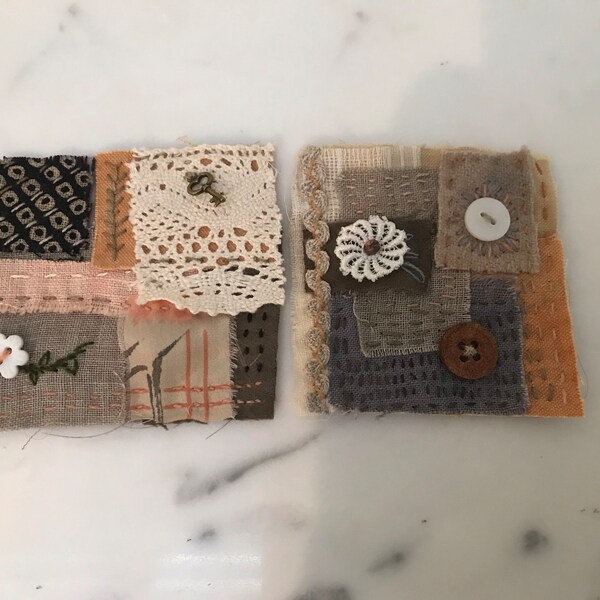 Slow Stitch Kit With Hand Dyed Fabrics /collage Kit / Embellishments ...