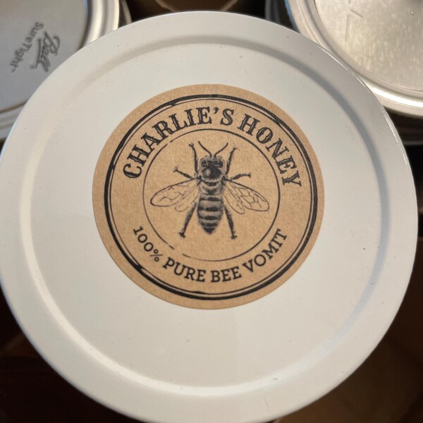 Custom Kraft Seal Honey Jar Labels, Customized Printed Round Honey Bee ...