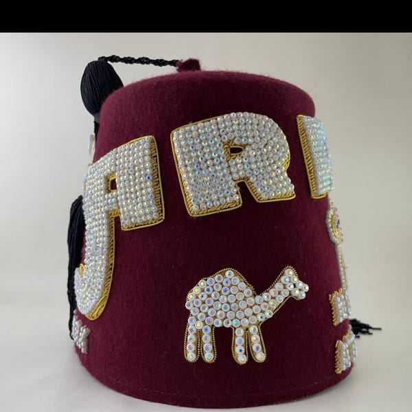 Shriner Fez Hat, Masonic Shriners Fez Cap Custom Lodge Name Burgundy ...