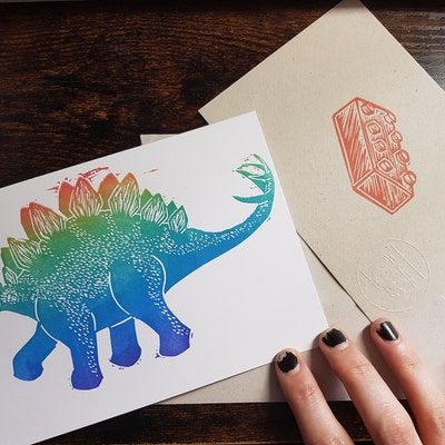 Happy Birthday Cubes Handprinted Linocut Birthday Card - Etsy