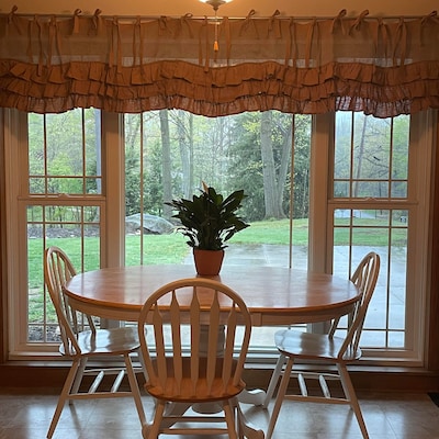 Linen Curtains Cottage Kitchen Ruffle Valance Simple Rustic French ...