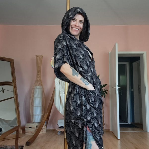 KIMONO HOOD Jacket...removable Hood, Boho Kaftan, Boho Kimono, Dress ...