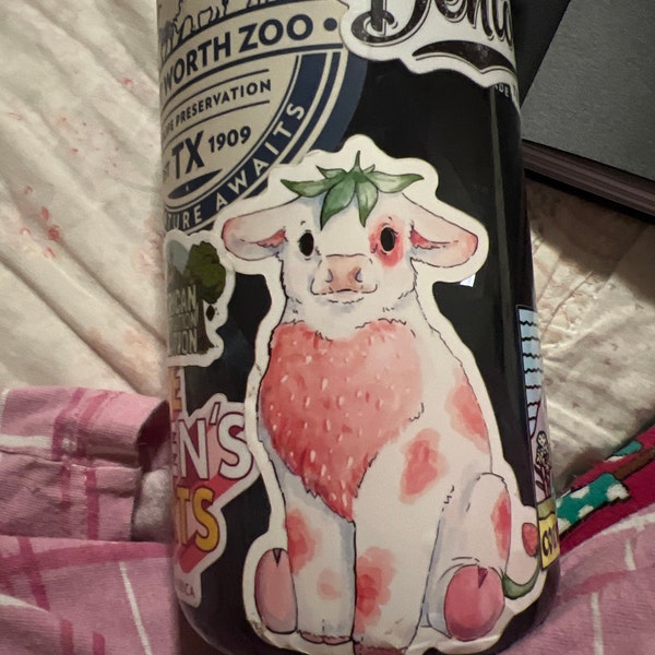Strawberry Cow Sticker - Etsy