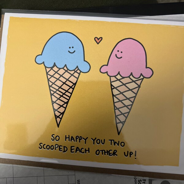 So Happy You Two Scooped Each Other Up, Greeting Card. Cute Anniversary ...