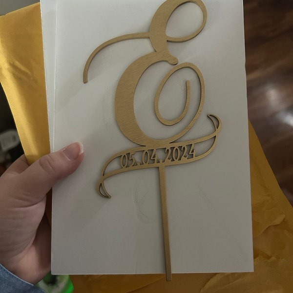 Initial Cake Topper, Elegant Cake Topper - Personalized Letter Topper ...