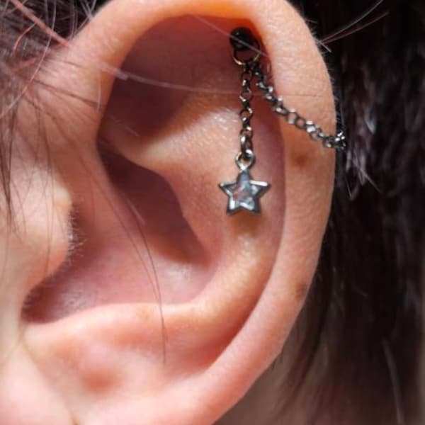 Hidden Helix Dangle Earring Chain Star, Helix Earring Chain, Helix ...