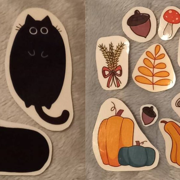 Autumn Cat Sticker Bundle / Sticker Pack / Hydroflask Stickers / Vinyl ...