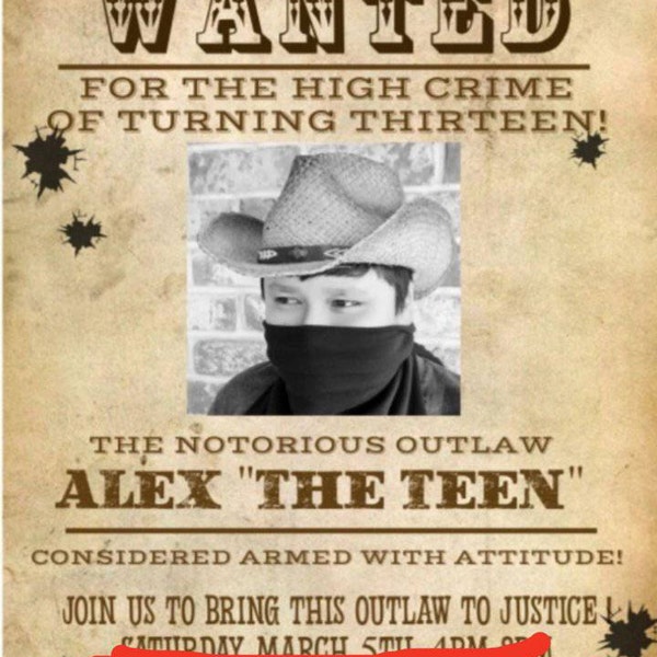 Wanted Birthday Invitation, Country Western Invitation, Cowboy ...