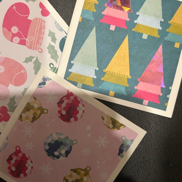 Mini Pink Pastel Christmas Cards, Pink Holiday Note Cards, Mini ...