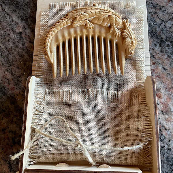 Dragon Wooden Comb, Dragon Design Comb, Wood Beard Comb, Wooden Hair ...