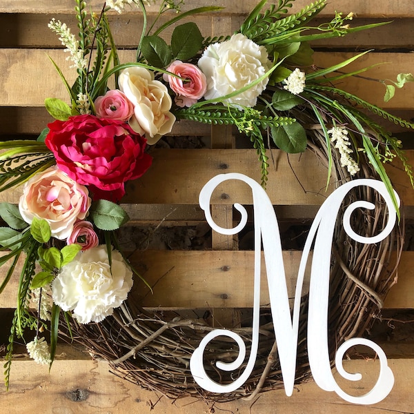 Unpainted Single Letter - Vine Script Font - Wooden Letter - Wood ...