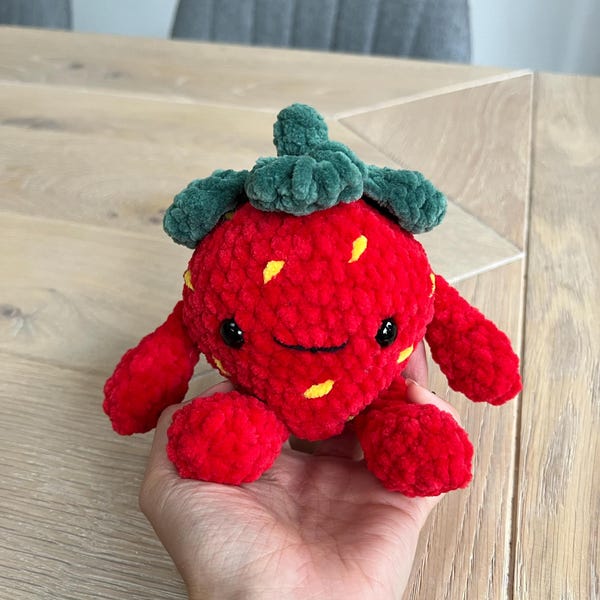 Crochet Strawbuddy Plushie Pattern | Amigurumi Strawberry Fruit PDF ...
