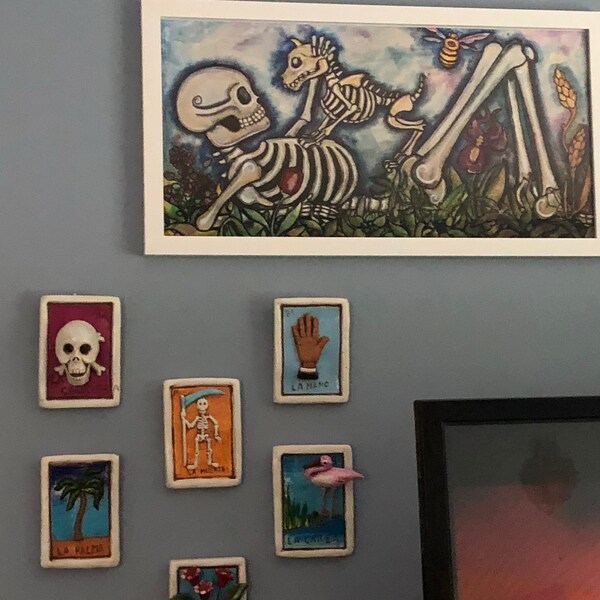 TOGETHER TIME - Skeleton and Dog Frolic in the Flowers - Print by Lisa ...