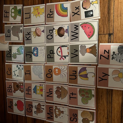 BOHO RAINBOW Alphabet Posters Editable Neutral Rainbow Vintage Retro ...