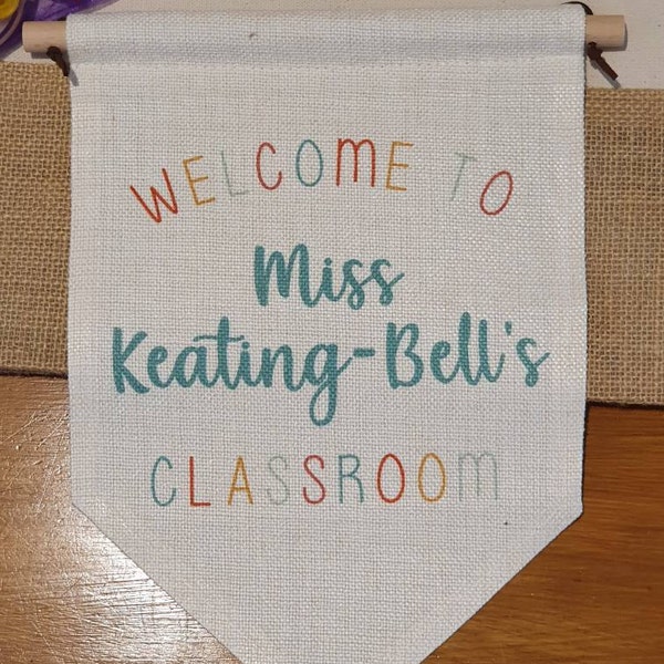 Personalised Teacher Class Room Flag, Teacher Gift, Personalised ...
