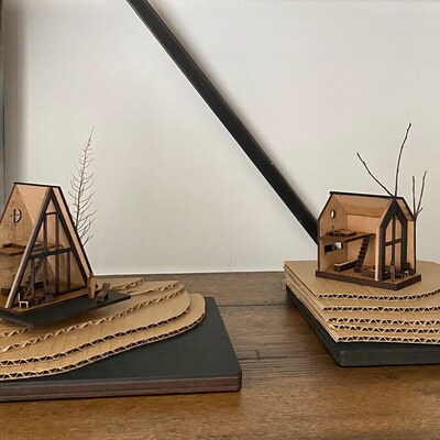 DIY Modern House Kit, Micro Dollhouse, Miniature Tiny House, Wooden ...