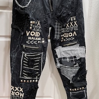 Custom Handmade Punk Rock Goth Emo Metal Cyber Dark Ripped Crazy Weird ...