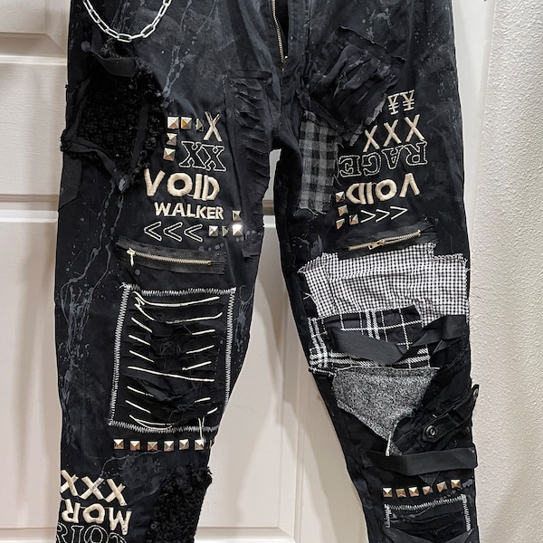 Custom Handmade Punk Rock Goth Emo Metal Cyber Dark Ripped Crazy Weird ...