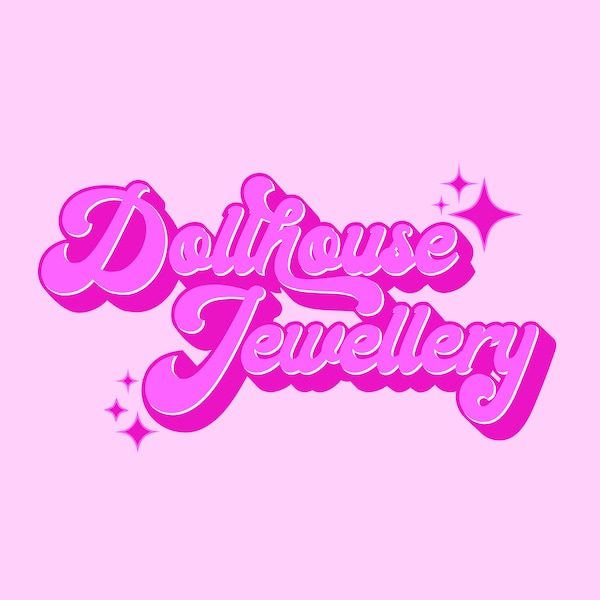 Pink Retro Logo, Pretty Beauty Logo Bundle, Funky Logo Branding Set ...