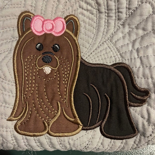 Cute Yorkie Embroidery Applique Design - Etsy